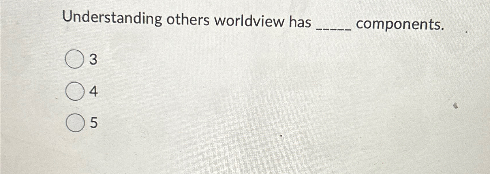 Solved Understanding others worldview has components.345 | Chegg.com