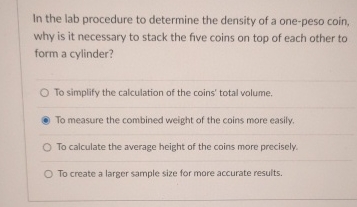 Solved In the lab procedure to determine the density of a | Chegg.com