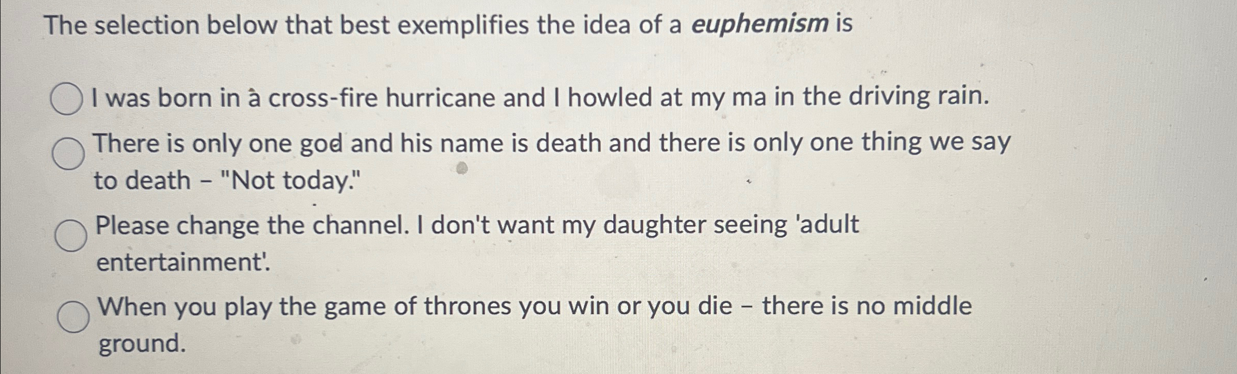 Solved The selection below that best exemplifies the idea of | Chegg.com