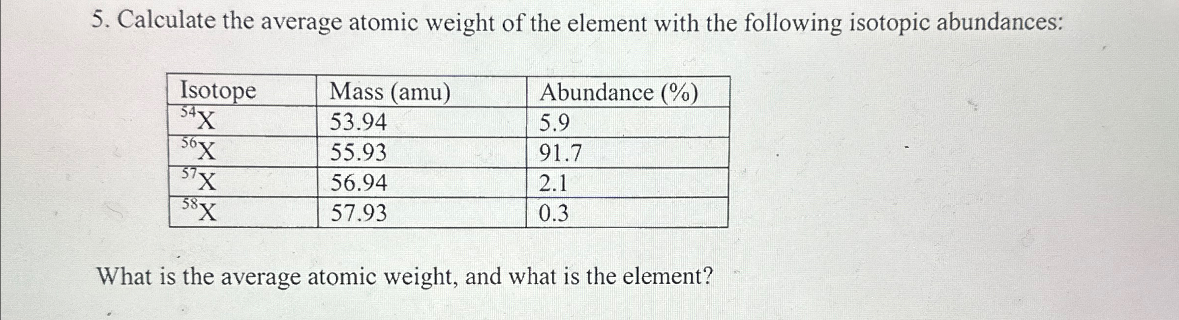 Solved Calculate the average atomic weight of the element | Chegg.com