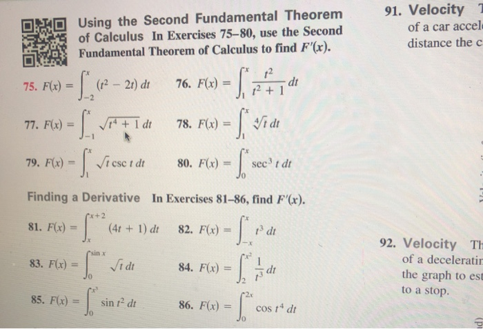 Solved DITO Using the Second Fundamental Theorem of Calculus | Chegg.com