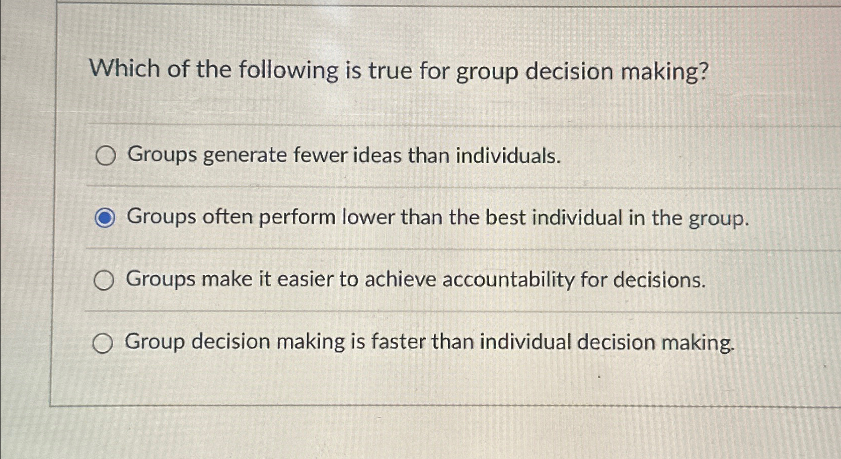 Solved Which of the following is true for group decision | Chegg.com