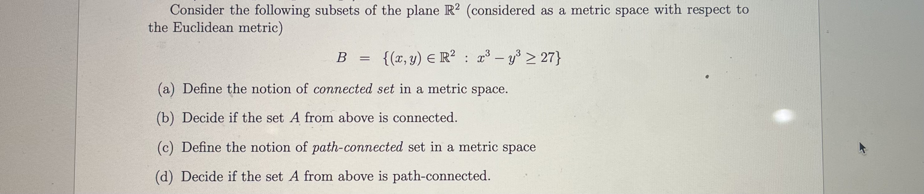 Solved Consider the following subsets of the plane | Chegg.com