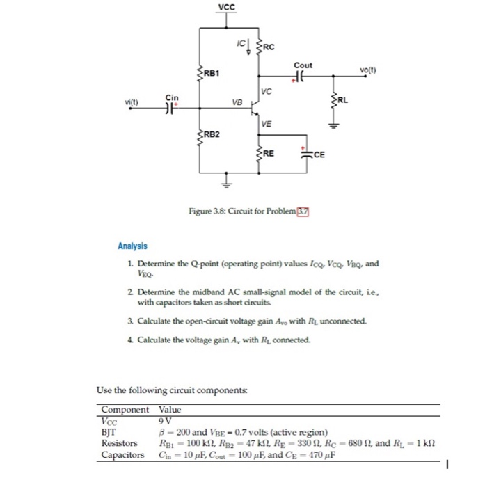 Solved VCC ZRC RECE Figure 3.8: Circuit for Problem 3,7 | Chegg.com