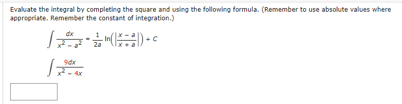 Solved Evaluate the integral by completing the square and | Chegg.com