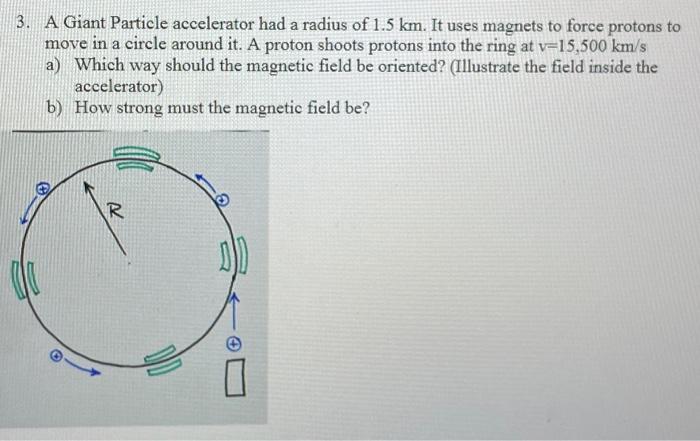 Solved a 3. A Giant Particle accelerator had a radius of 1.5 | Chegg.com