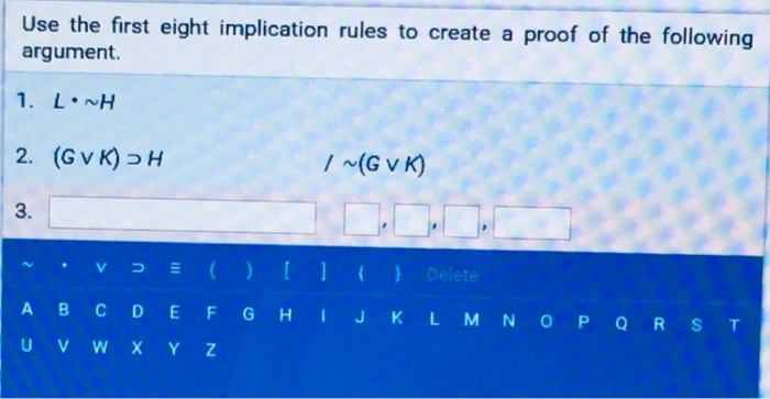 Solved Use the first eight implication rules to create a | Chegg.com