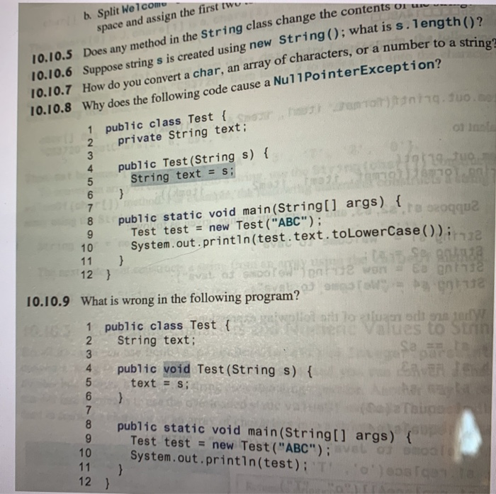 Solved 1. Answer the following Check Point Questions: a) | Chegg.com