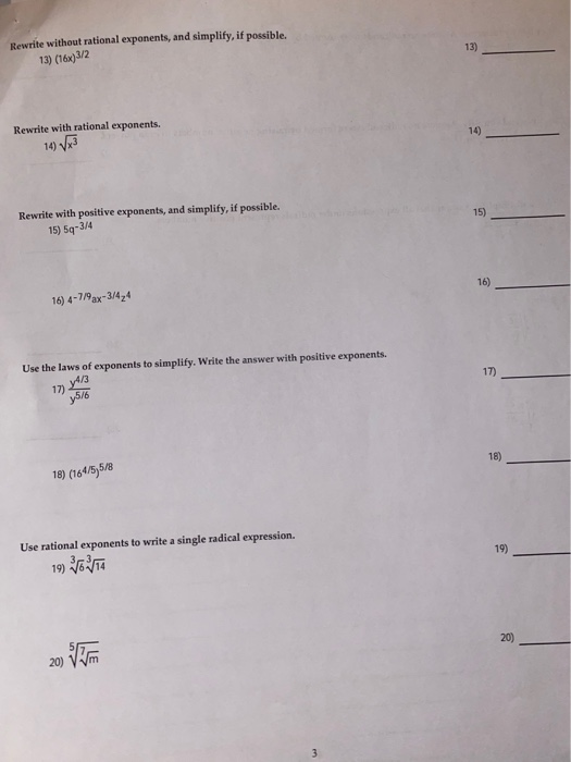 Solved 13) Rewrite without rational exponents, and simplify, | Chegg.com