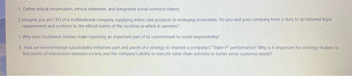 Solved 1. Define ethical universalism ethical relativism, | Chegg.com