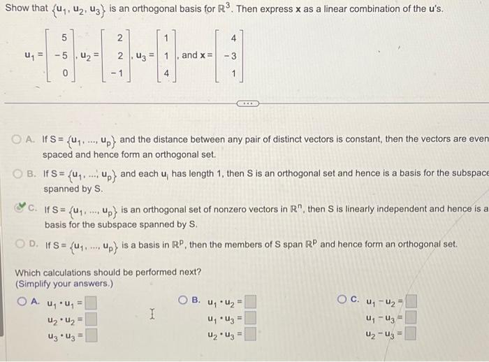 Solved Show that {u1,u2,u3} is an orthogonal basis for R3. | Chegg.com