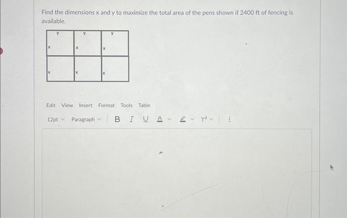 Solved Find the dimensions x and y to maximize the total | Chegg.com