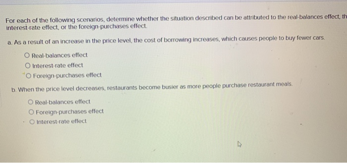 Solved For each of the following scenarios, determine | Chegg.com