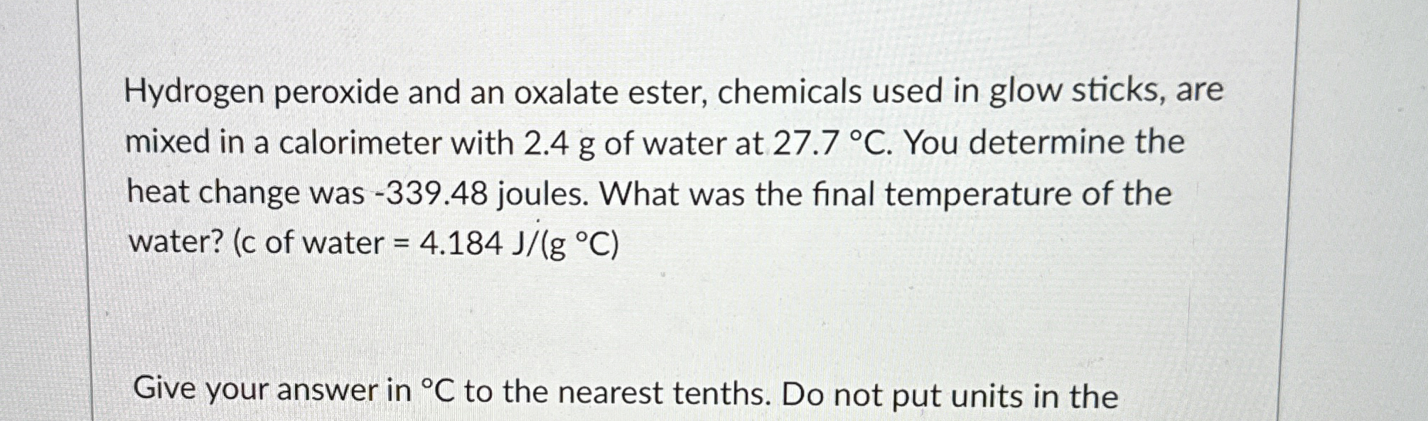 Solved Hydrogen peroxide and an oxalate ester, chemicals | Chegg.com