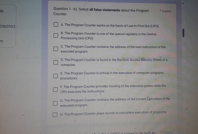 Solved Question 1 - ﻿b) ﻿Select all false statements about | Chegg.com