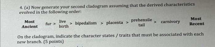 [Solved]: please create a cladogram using the data from the