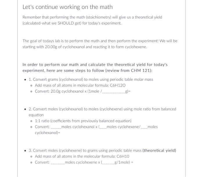 Solved SOLVE: How many grams of cyclohexene should be | Chegg.com