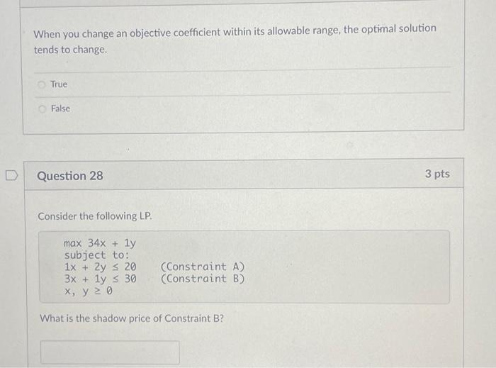 Solved Consider the following LP with 2 decision variables: | Chegg.com
