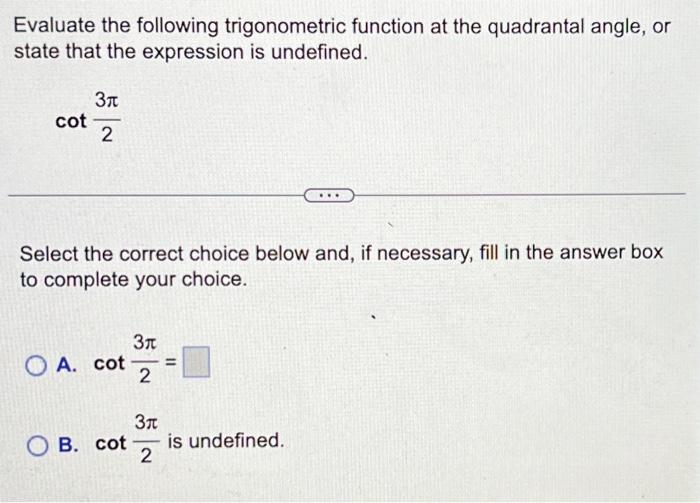 Solved Evaluate the following trigonometric function at the | Chegg.com