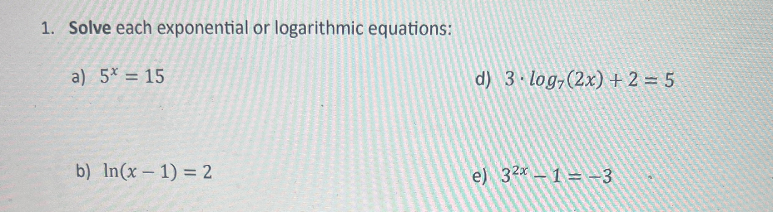 Solved Solve each exponential or logarithmic | Chegg.com