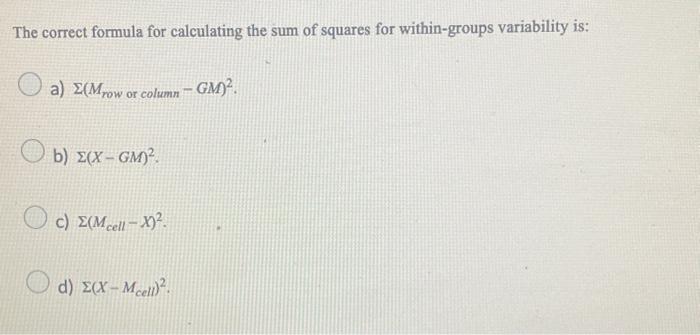 Solved The correct formula for calculating the sum of | Chegg.com