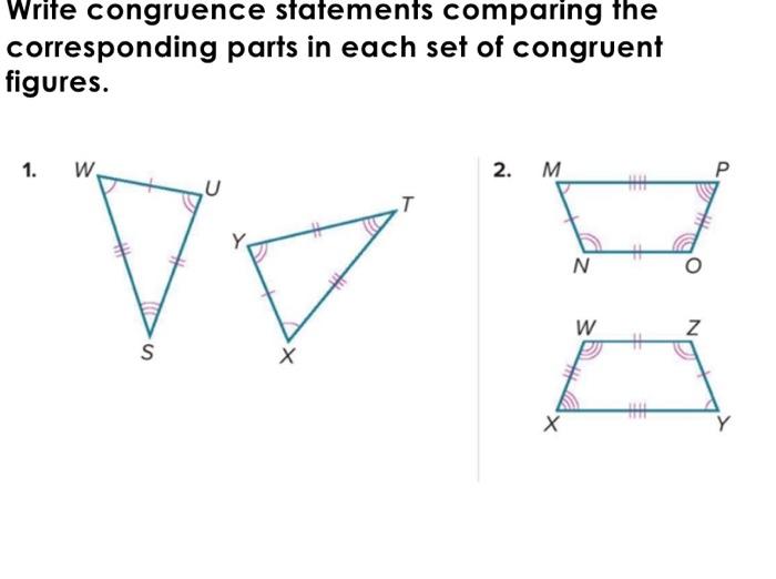 Solved Write congruence statements comparing the | Chegg.com