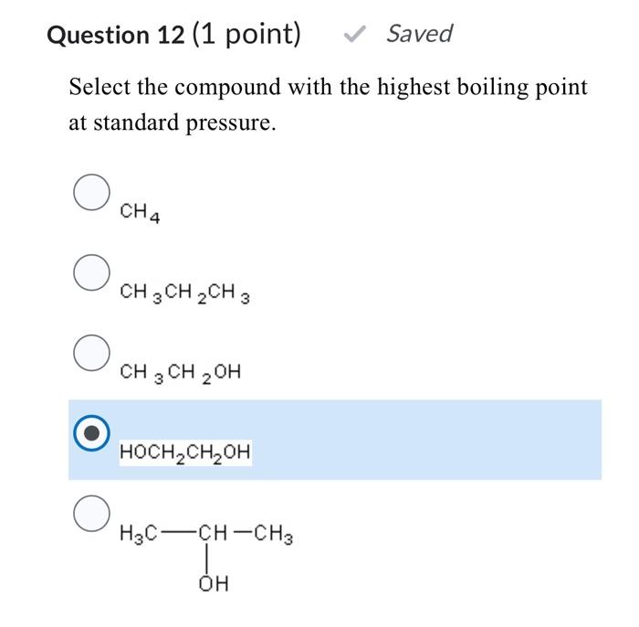 Solved Question 12 (1 point) Saved Select the compound | Chegg.com