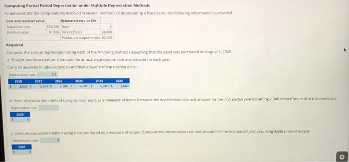 Computing Partial Period Depreciation under Multiple | Chegg.com