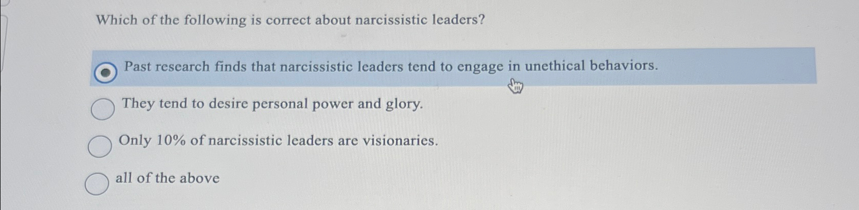 Solved Which of the following is correct about narcissistic | Chegg.com