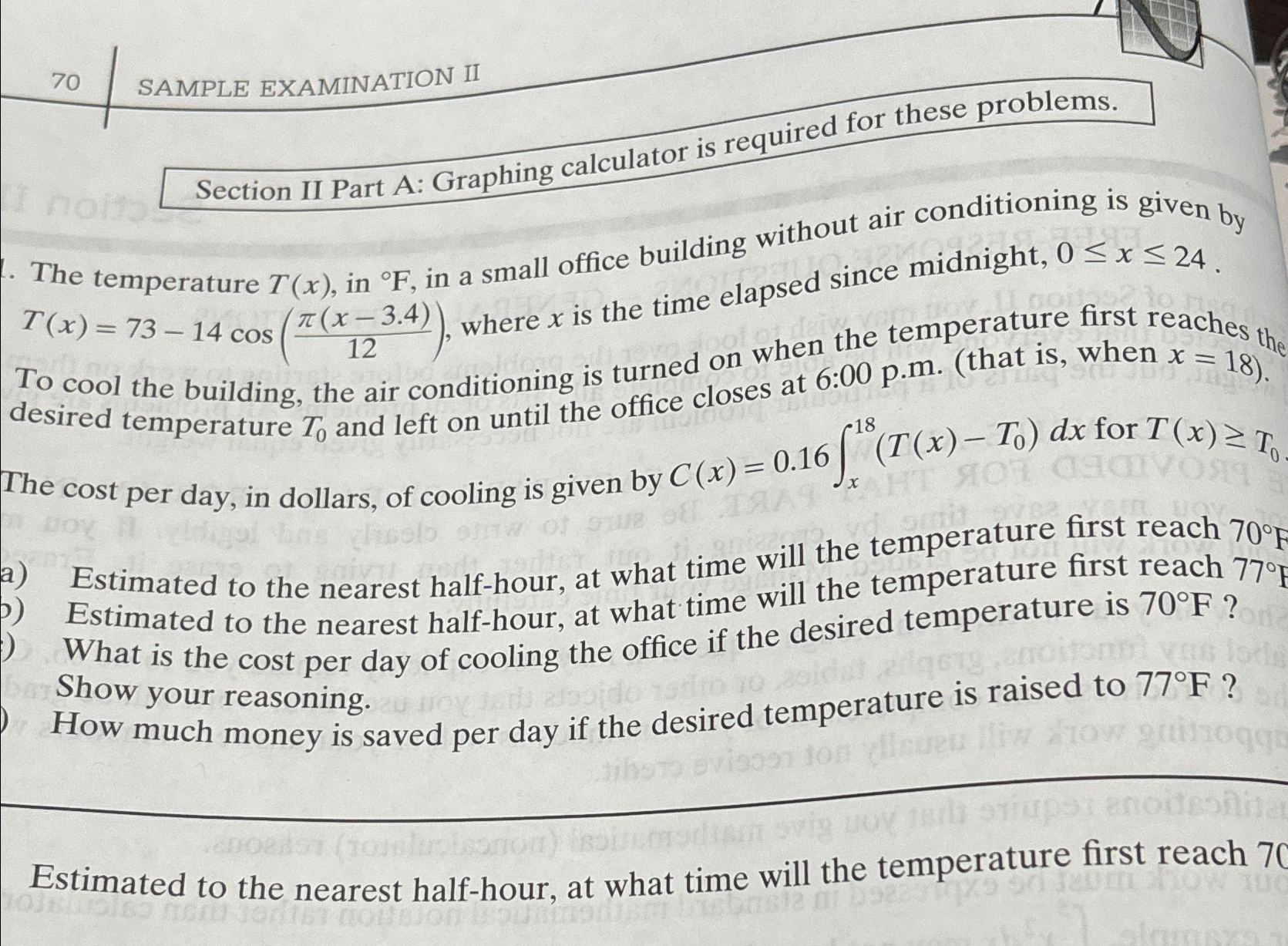 Solved Section II Part A: Graphing calculator is required | Chegg.com