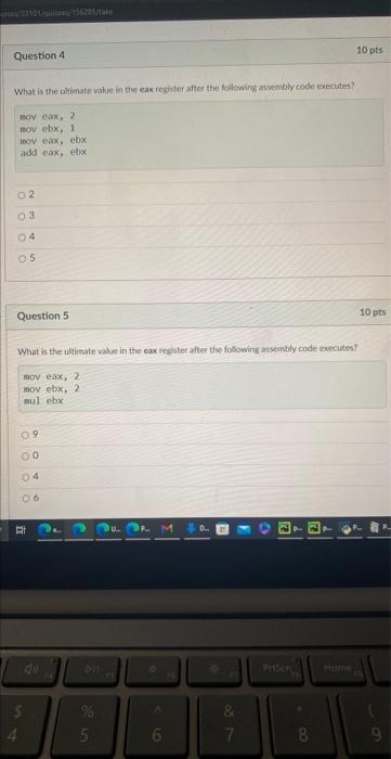 Solved What in the ultimate value in the eax regsiter after | Chegg.com