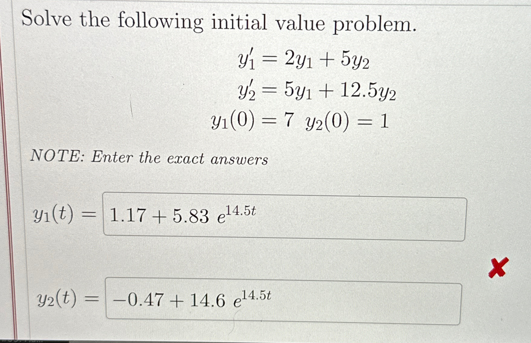Solved Solve the following initial value | Chegg.com