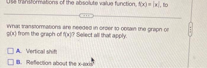 Solved Use transformations of the absolute value function, | Chegg.com