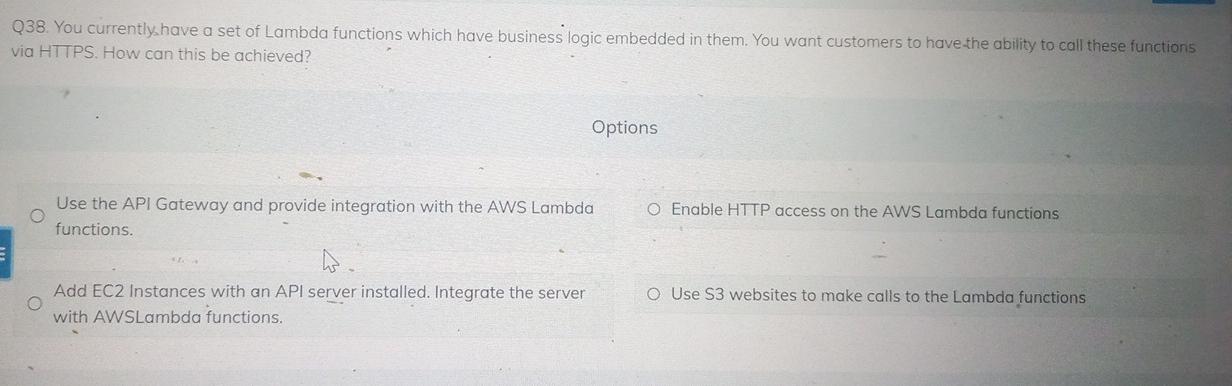 Solved Q38. ﻿You currently, have a set of Lambda functions | Chegg.com