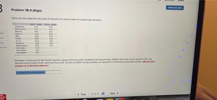 Solved Check my work Problem 18-4 (Algo) Here are the data | Chegg.com