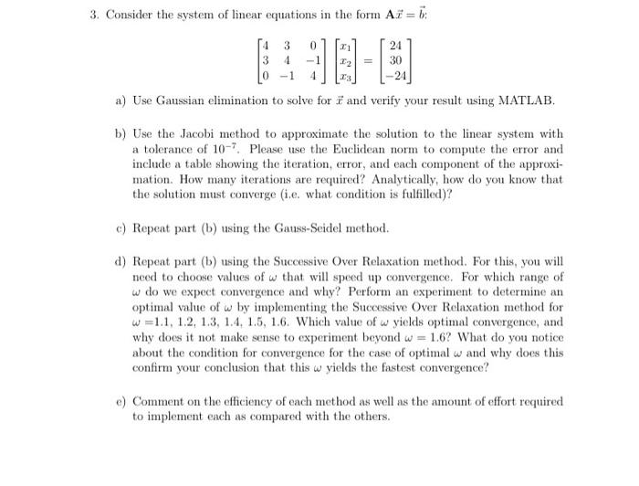 3. Consider the system of linear equations in the | Chegg.com