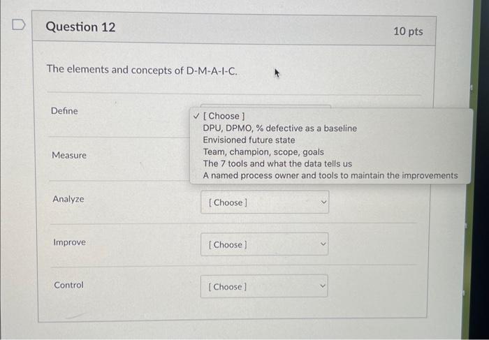 Solved The elements and concepts of D-M-A-I-C. Define | Chegg.com