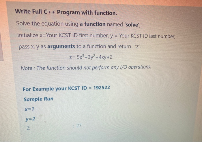 Solved Write Full C++ Program with function. Solve the | Chegg.com