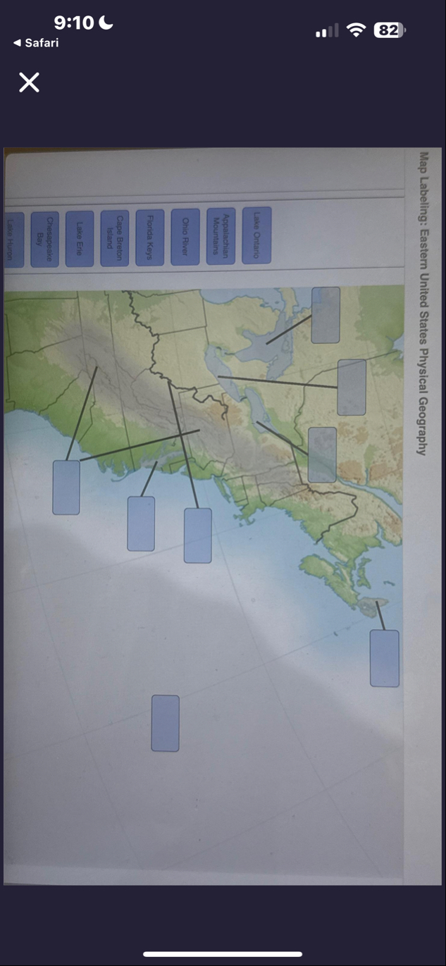 Solved Map Labeling: Eastern United States Physical | Chegg.com