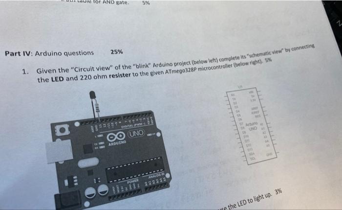 1. Given the "Circuit view" of the "blink" Arduino | Chegg.com