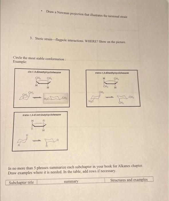 [Solved]: Circle the most stable conformation : Example: CH3