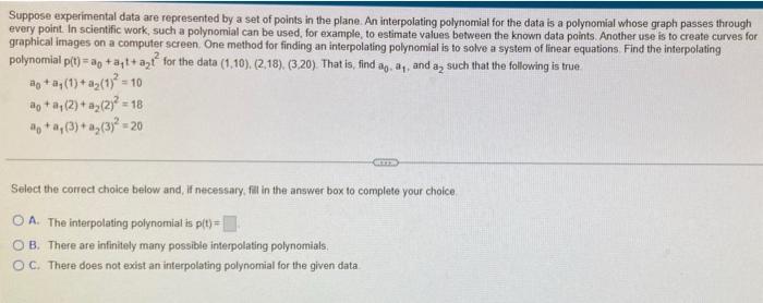 Solved Suppose experimental data are represented by a set of | Chegg.com