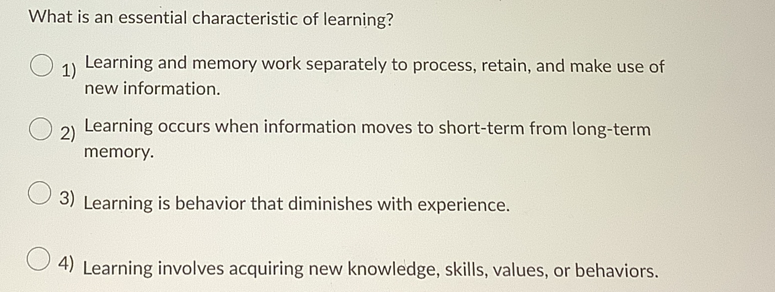 Solved What is an essential characteristic of | Chegg.com