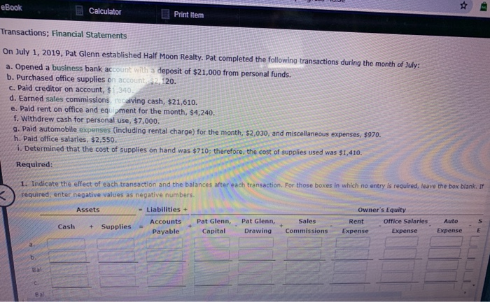 Solved eBook Calculator Print Item Transactions; Financial | Chegg.com