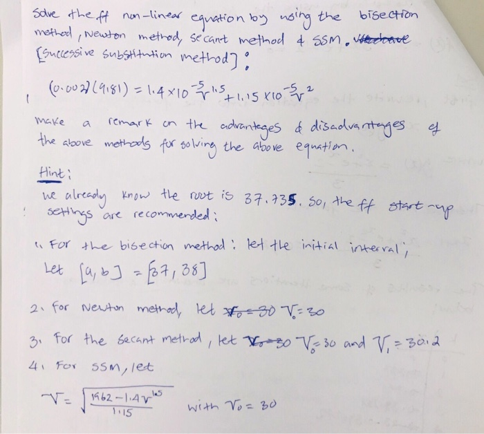 Solved Save the ff non-linear equation by using the | Chegg.com