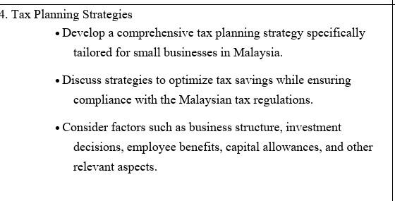Solved TAX PLANNING STRATEGIES FOR SMALL BUSINESSES IN | Chegg.com