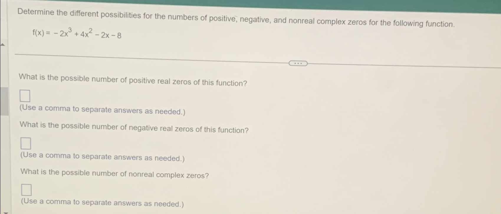 Solved Determine the different possibilities for the numbers | Chegg.com