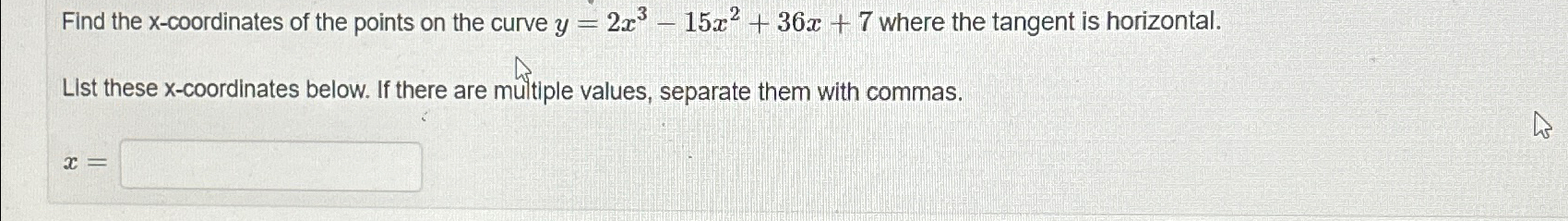 Solved Find the x-coordinates of the points on the curve | Chegg.com