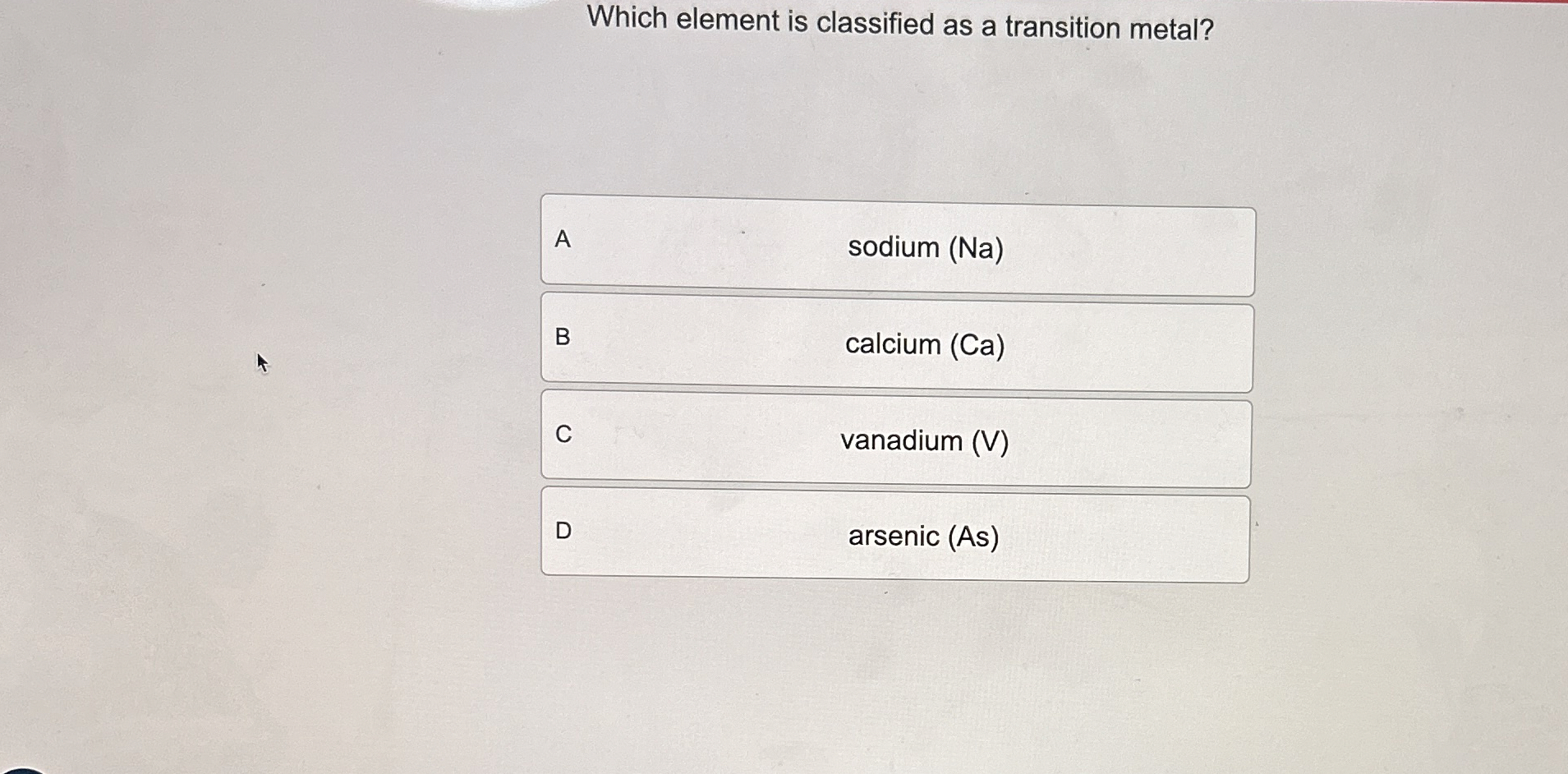 Solved Which element is classified as a transition | Chegg.com