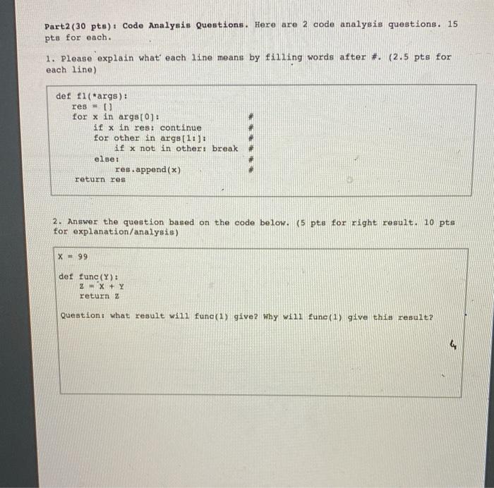 Solved Part2 (30 pts): Code Analysis Questions. Here are 2 | Chegg.com
